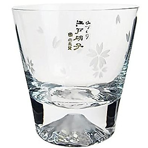 Tajima glass [WITH CERTIFICATE] Tajima Glass Fuji Glass Sakura TG16-015-RS rocks glass Japanese Traditional handicraft Edo Kiriko Glass, Clear, size DIA 92 mm x Height 95mm, 270ml
