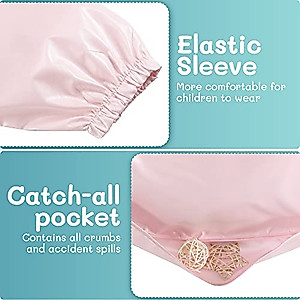 Janmercy 4 Pcs Long Sleeve Baby Bibs, Eating Bib for Toddlers Waterproof Baby Feeding Smock with Food Catcher, Machine Washable