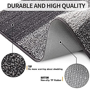 Kitinjoy Indoor Door Mat, 20x32 Non-Slip Absorbent Dirt Trapper Entrance Mat, Low-Profile Washable Inside Floor Mat, Durable Soft Entry Doormats for Entryway, Grey
