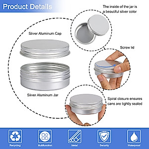 Moretoes 60 Pack 2 Oz Metal Round Tins Aluminum Tin Cans Containers with Screw Lid for Lotion Bars, Balms, Salve, Spices or Beard Balm