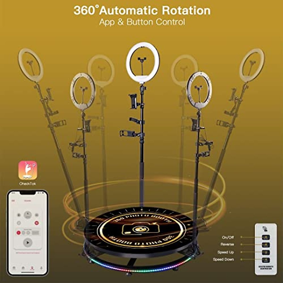 360 Photo Booth Machine for Parties 31.5"(80cm) with Flight Case Custom Logo 2-3 People to Stand Software APP Control, FUTOBOOZ 360 Video Camera Booth Selfie Platform Spin 360 Automatic Slow Motion