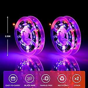 JMEXSUSS 66ft 200 LED Orange Purple Halloween Lights,2 Pack Solar Halloween String Lights, Outdoor Waterproof, 8 Modes Solar Fairy Lights for Garden Party Decorations
