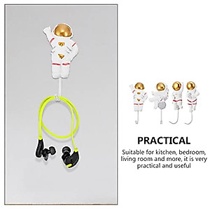 VOSAREA Car Decor Wall Hooks Coat Hooks 4Pcs Astronaut Wall Hook Heavy Duty Adhesive Wall Hangers Towel Coat Bag Hat Key Hanger Rack Hooks for Home Bathroom Kitchen Wall Hooks Coat Hooks Wall Hooks