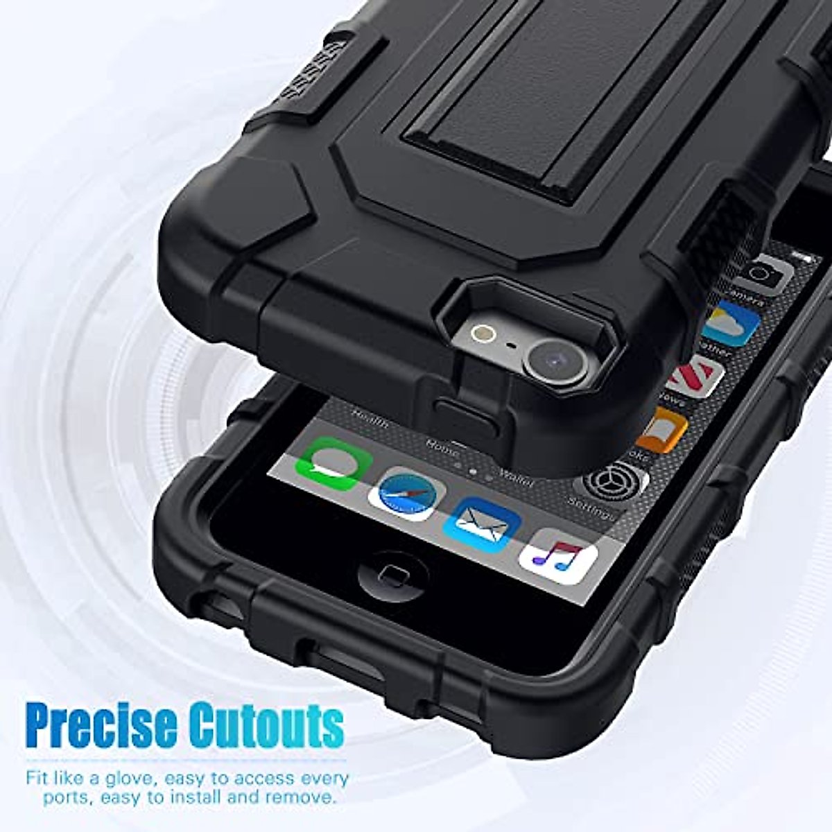 ZoneFoker for iPod Touch 7th Generation Case, iPod Touch 6th / 5th Generation Case Heavy Duty Shockproof Rugged Cover for Apple iPod Touch 7/6/5 Generation Case Black
