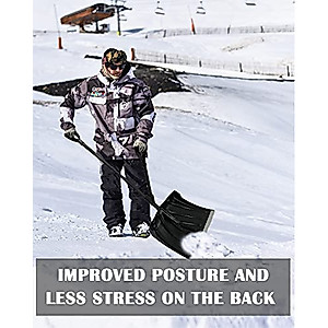 Snow Shovel for Driveway - 18-in Strain-Reducing Snow Shovel with Assisted Handle, Multifunction Emergency Snow Shovel, Lightweight Portable Sport Utility Shovel for Car Home Garage Garden (Black)