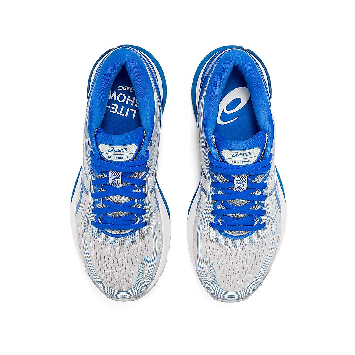 ASICS Women's Gel-Nimbus 21 Lite-Show Running Shoes, 6.5, MID Grey/Illusion Blue