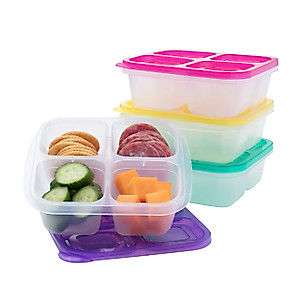 EasyLunchboxes® - Bento Snack Boxes - Reusable 4-Compartment Food Containers for School, Work and Travel, Set of 4, Brights