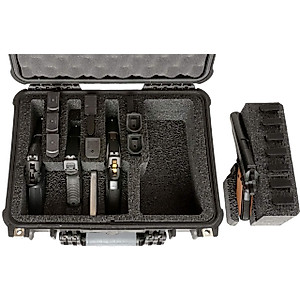 Case Club 4 Pistol and 16 Magazine Pre-Cut Heavy Duty Waterproof Case with Included Silica Gel Canister to Help Prevent Gun Rust (Lighted)