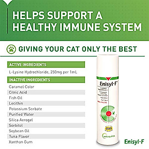 Vetoquinol Enisyl-F Oral Paste: L-Lysine Supplement for Cats - Tuna Flavor, 3.4oz (100mL) Pump