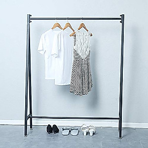 HAOVON Metal Clothing Racks for Hanging Clothes,Urban Commercial Clothes Racks,Modern Iron Heavy Duty Garment Rack,Portable Retail Display Rack Standing Clothes Rack(59in,Black)