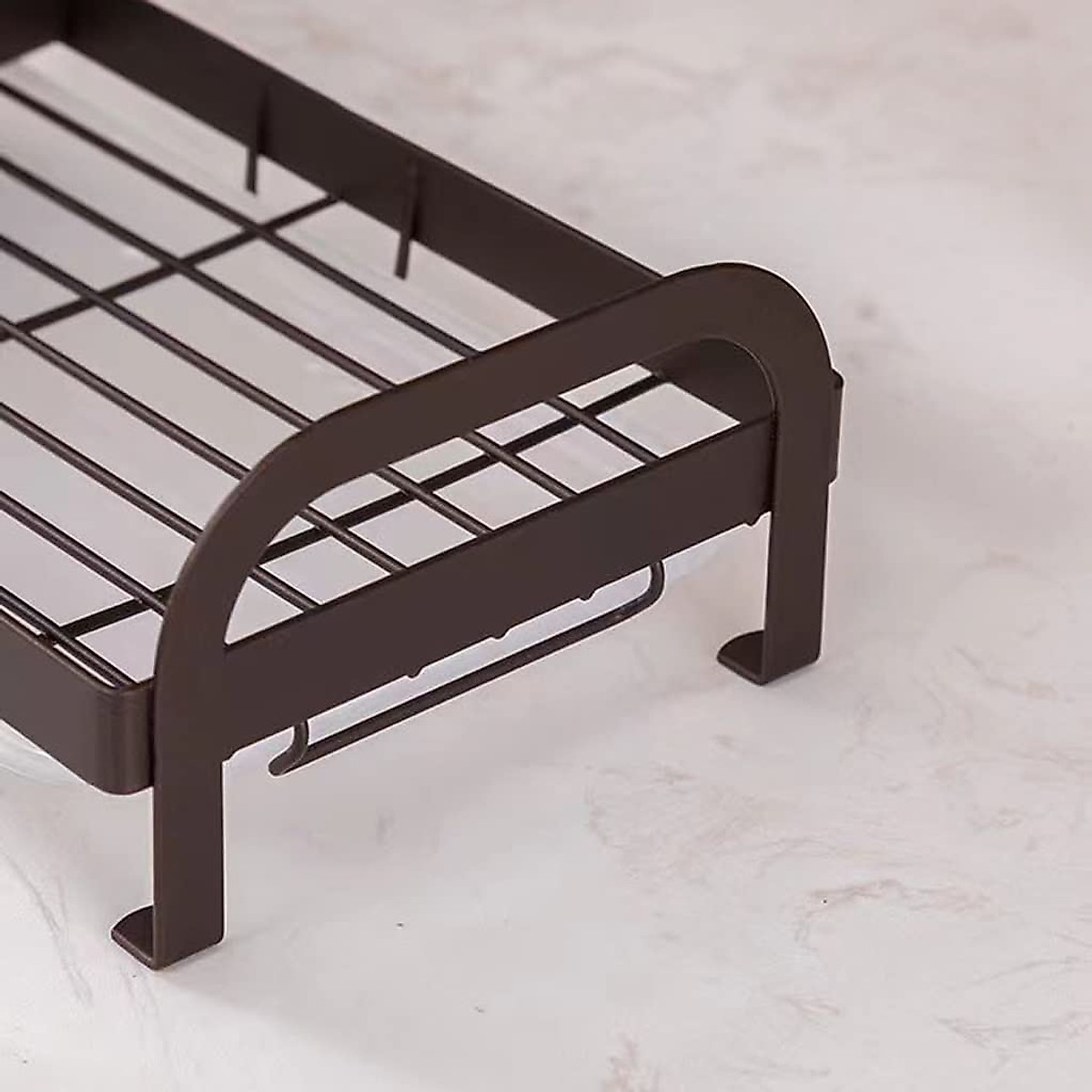 LUVADU ZCX Sink Organizer Sponge Holder with Drain Pan Stainless Steel Countertop Organiser Towel Rack,245 * 145 * 225MM Soap Dispenser Organizer