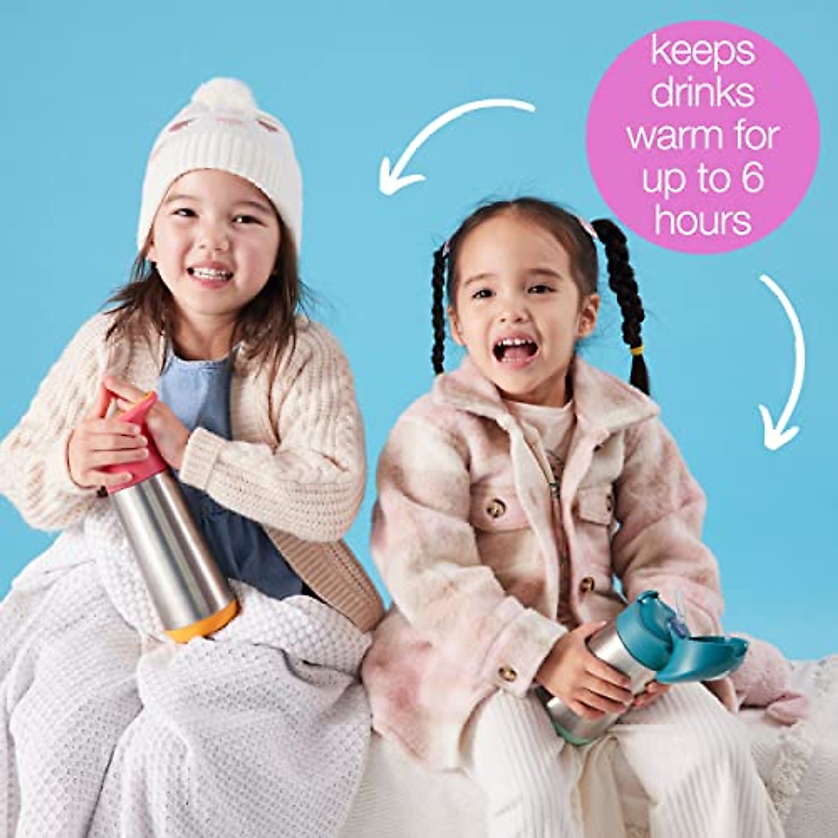 b.box 12 oz Insulated Drink Bottle | Keeps Drinks Cold up to 8 Hours, Warm up to 6 Hours | Double Wall Stainless Steel (Ocean Breeze, 12 oz)