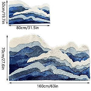 ZYLG Wave Shape Furry Bedroom Rug, Fluffy Area Rug, Bathroom Rugs, Children's Room, Bathroom Mats,Bath Mats(31.5 x 19.7 in)