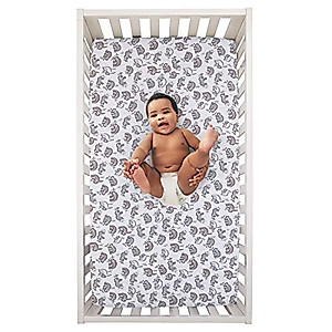 NoJo Little Love Sloth Let's Hang Out Grey and White Fitted Crib Sheet