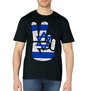 Cool Israel Flag Big Peace Sign V Fingers Symbol T-Shirt
