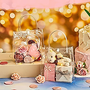24 Pcs LED Light Clear Plastic Gift Bags Wedding Gift Bags with LED Fairy Lights Reusable Transparent PVC Gift Wrap Bag with Handle for Christmas Thanksgiving Wedding Birthday Baby Shower Party Favor