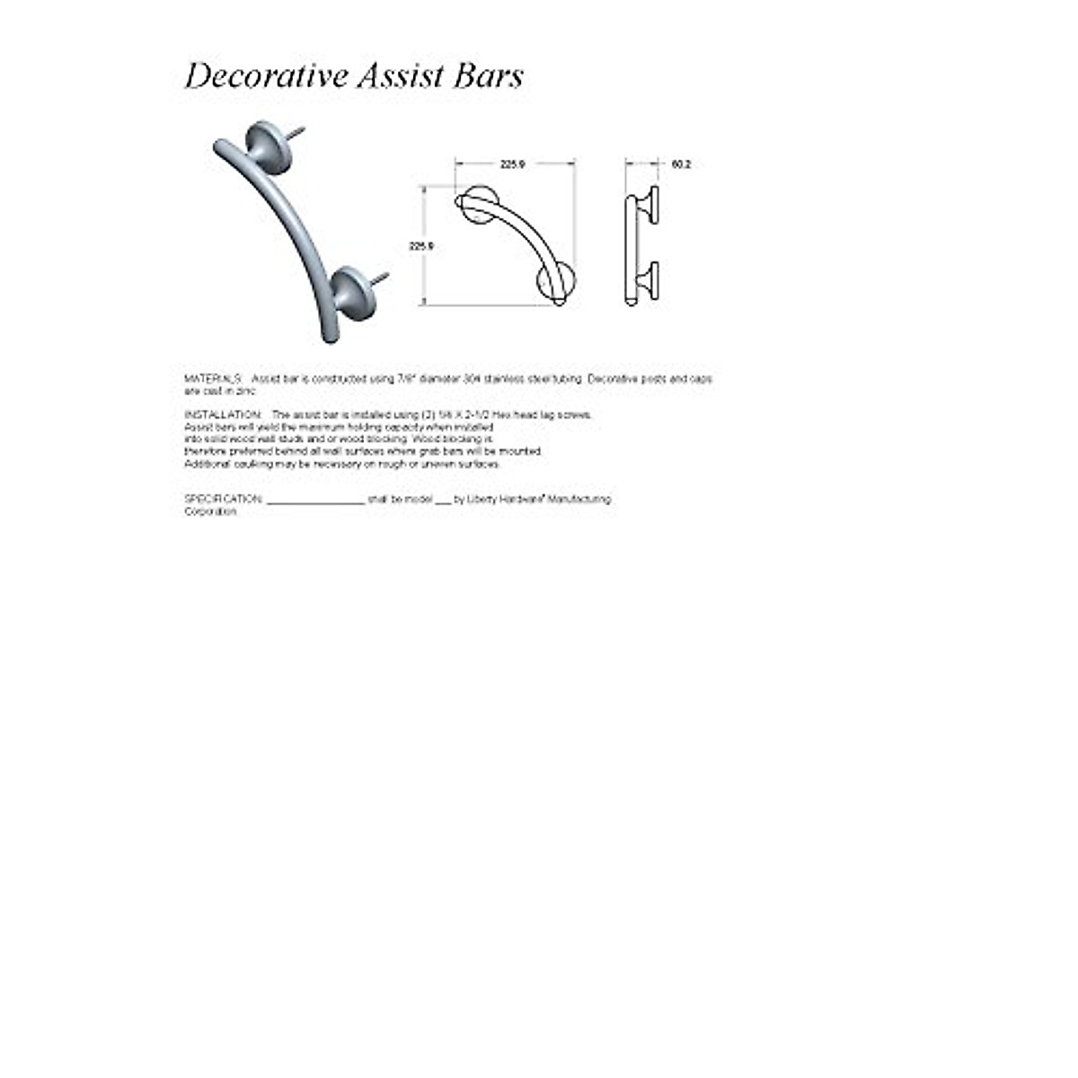 Delta Faucet DF705PC Wall Mounted 9" Curved Bathroom Safety Assist Bar in Polished Chrome