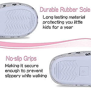 MIXIN Girls and Boys Slippers plush grey Princess No-Slip Memory Foam Slippers Soft Rubber Sole House Shoes for Bedroom Indoor Outdoor plush grey 3