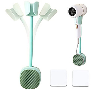 CKLJTL Self Adhesive Blow Dryer Holder for Bathroom Punch-Free Hair Dryer Rack Hair Dryer Shelf Hair Dryer Lazy Bracket Tools-Free Installation Two Spare Stickers for Gifts (Green)