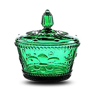 MASSJOY European Retro Nostalgic Three-Dimensional Relief Color Glass Jar Candy Jar Seasoning Jar With Lid