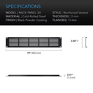 AC Infinity Rack Panel Accessory Vented 2U Space for 19" Rackmount, Heavy-Duty 3mm Gauge Steel, Black