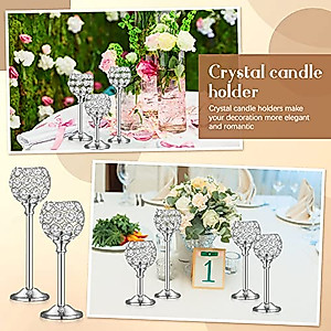 18 Pieces Crystal Candle Holders Bulk Candle Stick Holder Centerpieces for Table Wedding Centerpieces Crystal Decorative Tealight Candle Dining Table Candle Holder Decor for Party (Silver)