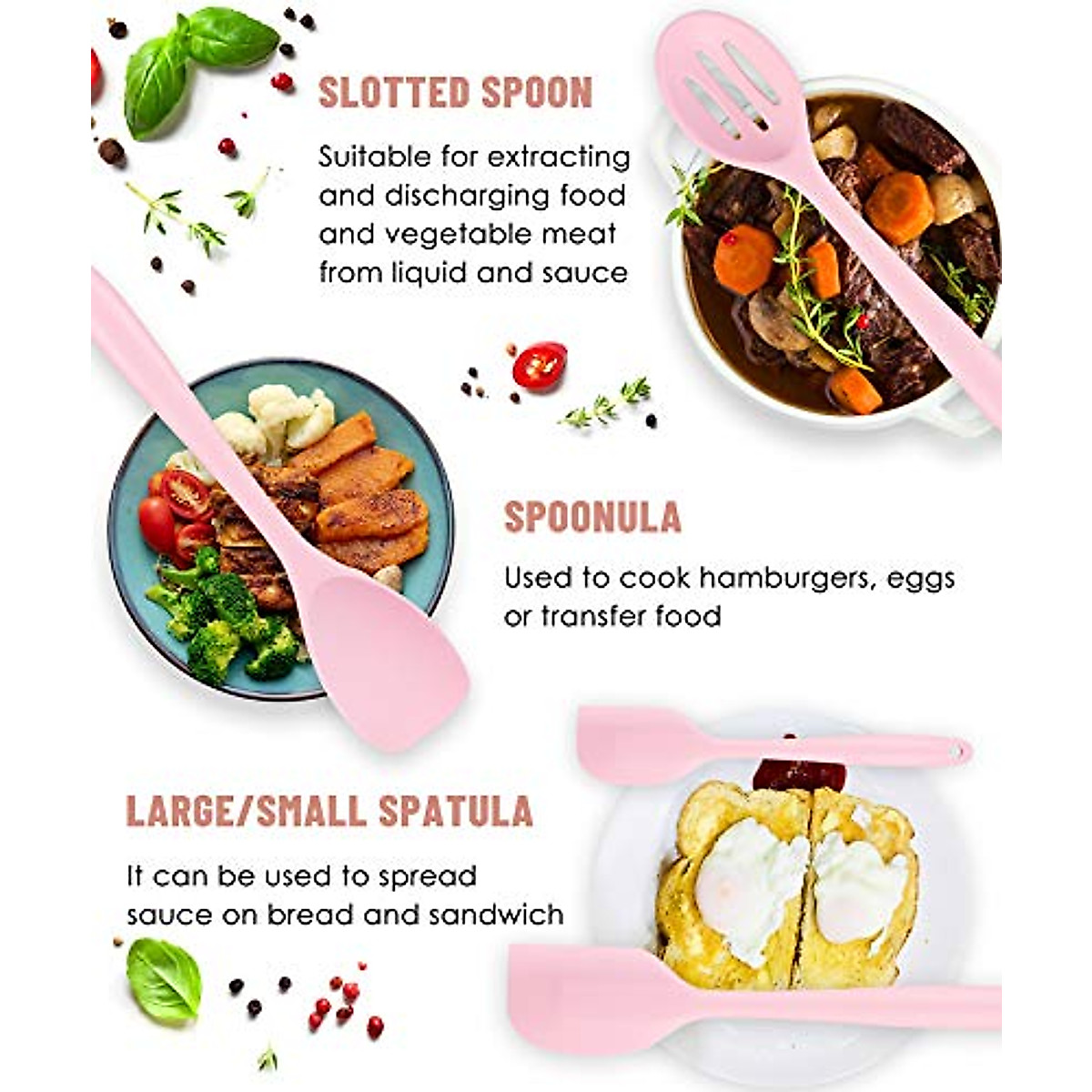 Kitchen Utensils Set-12 Pieces Silicone Cooking Utensils Set (Dishwasher Safe) 392°F Heat Resistant Spatula Set, Nonstick Cookware