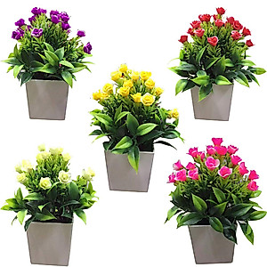 Bluelanss 1Pc Potted Artificial Flower Bonsai DIY Garden Wedding Home Office Party Decor Pink