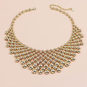 MEIDIJINGBEI gold statement necklaces for women Collar Necklace Glossy Metal Exaggerated Necklace for Women Glamour Necklace collar jewelry (Gold)