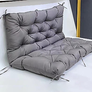 SEAHOME Waterproof Bench Cushion with Backrest, 2 or 3 Seat Swing Replacement Cushions Overstuffed for Garden Patio Furniture Loveseat Swing Outdoor Bench Cushions (59.1 * 39.4 * 3.94inch, Dark Gray)