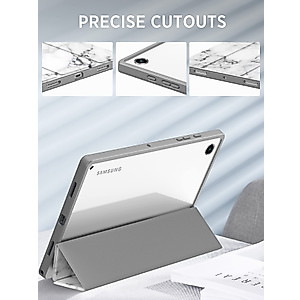 MoKo Case Fits Samsung Galaxy Tab A8 10.5 Inch 2022 (SM-X200/SM-X205/SM-X207), Tablet Case Transparent Back Cover with Auto-Wake Fit Samsung Galaxy Tab A8 2022, Marble White