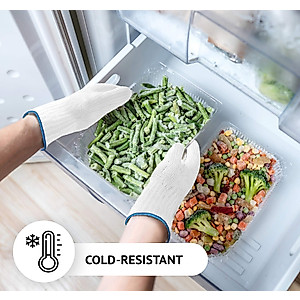 Heat Resistant Gloves Oven Gloves Heat Resistant with Fingers Oven Mitts Kitchen Pot Holders Cotton Gloves Kitchen Gloves Double Oven Gloves with Fingers White 1 Pair