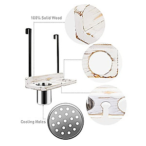 Hair Tool Organizer Under Sink with Cup, Honizer Wooden Hair Dryer Holder Cabinet Door, Bathroom Organizer Under Sink for Curling Iron, Brush, Flat Iron- White