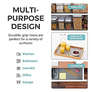 Home Genie Slip Resistant Removable Smooth Durable Drawer and Shelf Liner, Non Adhesive, Roll, Décor for Kitchen Cabinet Shelves Liners, Drawers, Desks, 12 Inch x 10 FT, Damask Caramel