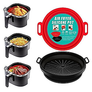 Silicone Air Fryer Liners Reusable Air Fryer Silicone Liners Collapsible Nesting 2Pcs 7.5inch 3QT-5QT Air Fryer Basket for Oven Microwave Air Fryer Accessories,Replacement of Parchment Paper