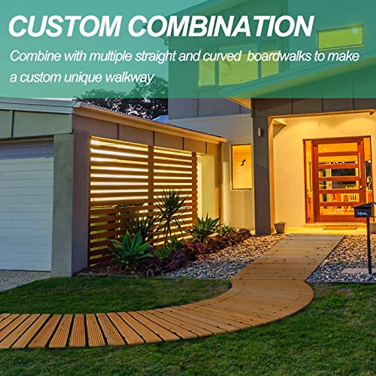 RELIANCER 6' Wooden Garden Pathway,Outdoor Roll Out Cedar Curved Walkway,Patio Path Decorative Garden Boardwalk Walkways,Weather-Resistant Roll Up Beach Wood Road Floor,Wedding Party Pathways