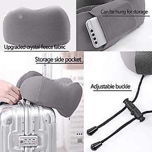 YIRFEIKRER Travel Pillow, Best Memory Foam Neck Pillow and Head Support Soft Pillow with Side Storage Bags, for Sleep Rest, Airplane, Car, Family and Travel Use (Dark Grey)