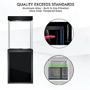 JAJALE 40 Gallon Aquarium Fish Tank LED Light Pump Freshwater Filter Upright Fishtank Stand Bundle Straight Corners Ultra Clear Tempered Glass with Complete Aquarium Setup (All Black)