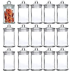 Maredash Glass Apothecary Jars, 5 oz Bathroom Storage Organizer with lids - Mini Glass canisters Jar Cotton Ball Holder Set of 15