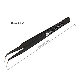 Winstonia 2 Pcs Tweezer Set - Stainless Steel Pointy Professional Beauty Tools - Manicure, Jewelry, Blackhead, Ingrown Hair, Splinter Removal Tweezers