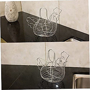 Egg Storage Egg Holder Basket Chicken Shaped Wire Fruit Metal Table Snacks Organizer Kitchen Gadget