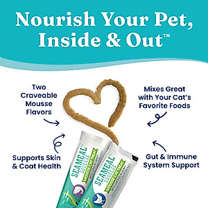 Solid Gold Lickable Cat Treats - SeaMeal Squeeze Squeezable Cat Treats for Indoor Cats Chicken/Tuna Variety Pack - Made with Fiber-rich Seaweed for Digestive Health for Immune Support - 3 oz / 6 Count