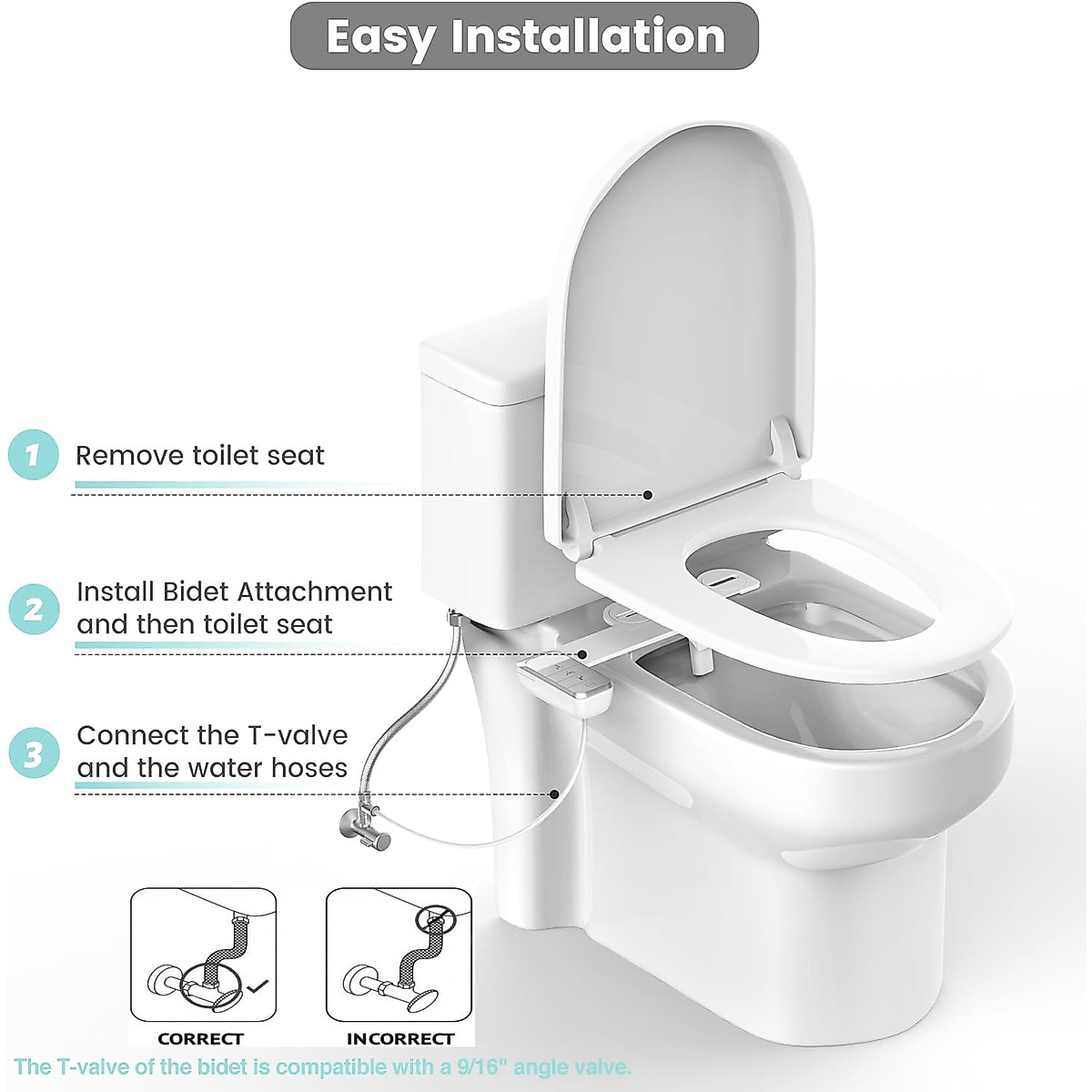 Aresmata Bidet Attachment for Toilet Ultra-Slim Bidets for Existing Toilets, Non-Electric Bidet Toilet Seat Self-Cleaning Retractable Nozzles Badays for Toilets, Quick & Easy Installation Bedets