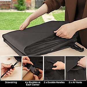 Yougfin Round Patio Table Cover, 600D Heavy Duty Patio Furniture Covers Waterproof, Outdoor Table and Chairs Cover, 62''D x 28''H