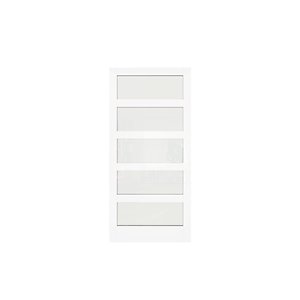 SOLRIG Sliding Pocket Door 30" x 80" - 5 Lites Tempered Frosted Glass Panels, Interior & Closet Single Door Slab, White Primed - Panel Assembly (Needed Without Hardware Kit