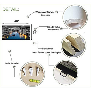 LevvArts - Venice Italy Canvas Wall Art Beautiful Grand Canal Landscape Photograph Night City Skyline Canvas Print Poster for Home Bedroom Living Room Wall Decor Framed and Easy Hanging