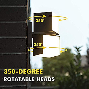 LUTEC Cuba 3000K 1100LM LED Integrated Porch Wall Light Outdoor and Indoor Bedroom LED Wall Lantern Sconce-Black