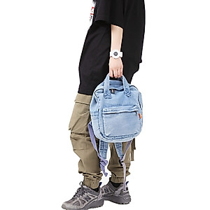 MaxxCloud Vintage Denim Rucksack Mini Jeans Backpack Satchel Hiking Daypack Travel Bag Small Handbag Purse (585)