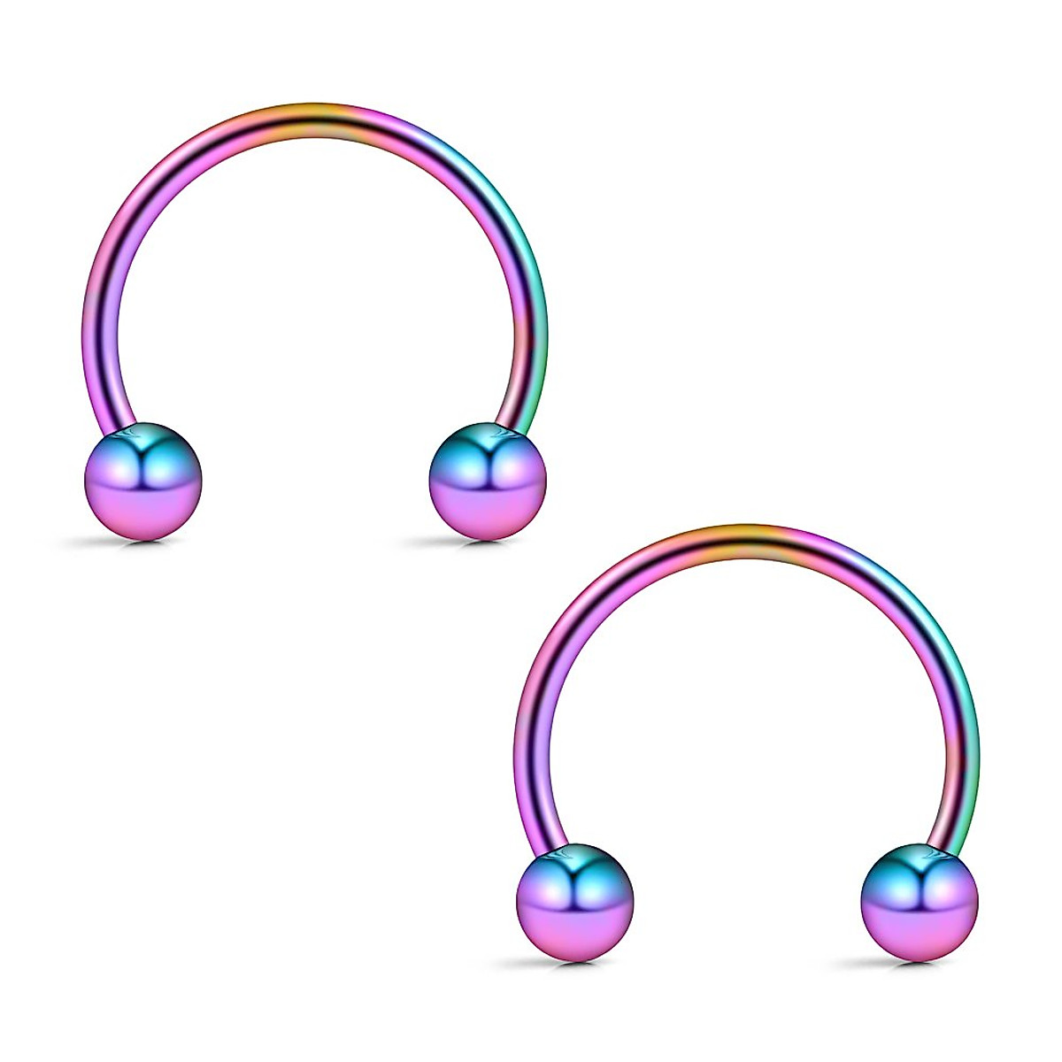 Ruifan 316L Surgical Steel CBR Horseshoe Circular Rings Nose Eyebrow Tragus Lip Ear Hoop Ring Piercing 20G 10MM 12PCS (Mix Color)