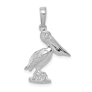 Solid 10k White Gold Pelican Pendant Charm